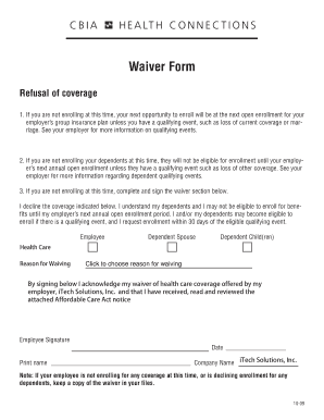 Fillable Online Refusal of coverage Fax Email Print - pdfFiller