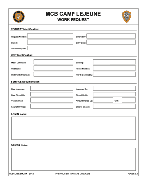 Fillable Online EMD Work Request - Marine Corps Base Camp Lejeune Fax ...
