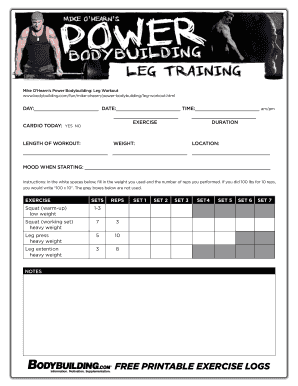 Fillable Online FREE PRINTABLE EXERCISE LOGS Fax Email Print - pdfFiller