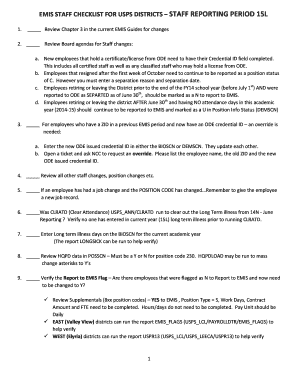 Fillable Online EMIS STAFF CHECKLIST FOR USPS DISTRICTS STAFF bb - NCC ...