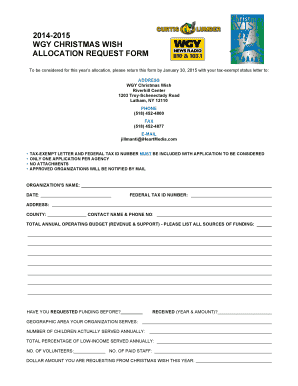 Fillable Online 2014-b2015b wgy christmas wish allocation request bb - Clear Channel Fax Email ...