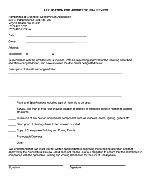 Fillable Online hampshiresatgreenbrier Architectural Request Form.doc Fax Email Print - pdfFiller