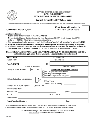 Fillable Online 2016-2017 Intradistrict Transfer Application Englishpdf ...