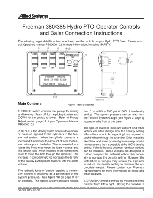 Fillable Online Baler Operating Controls Manual 80/85 Series, HYDRO ...