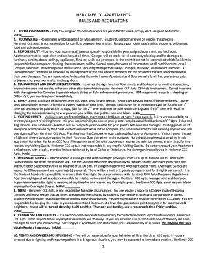 Fillable Online Rules and Regulations - Herkimer CC Apartments Fax ...