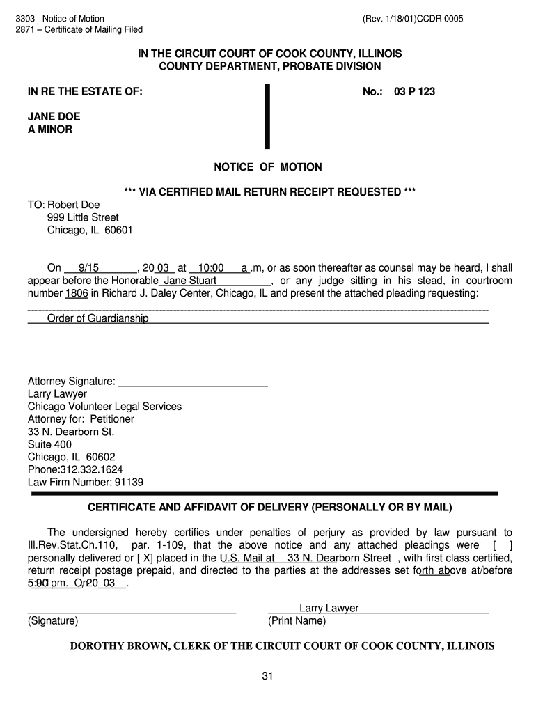 Fillable Online 3303 - Notice of Motion Fax Email Print - pdfFiller