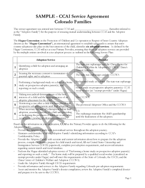 Fillable Online SAMPLE - CCAI Service Agreement Colorado Families Fax ...