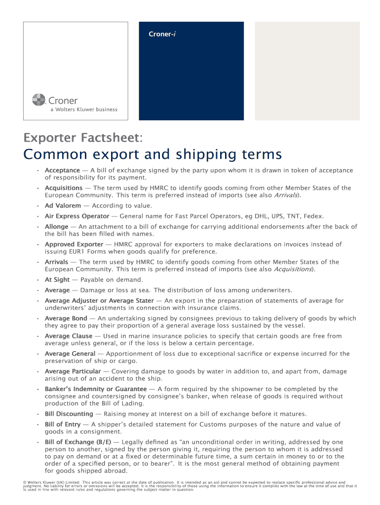 Fillable Online Exporter Factsheet: Fax Email Print - pdfFiller