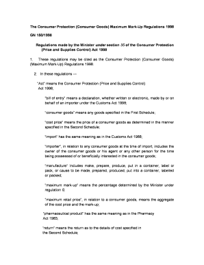 Fillable Online The Consumer Protection (Consumer Goods) Maximum Mark ...