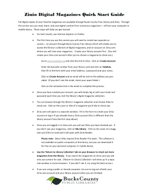 Fillable Online Zinio Digital Magazines Quick Start Guide Fax Email Print - pdfFiller