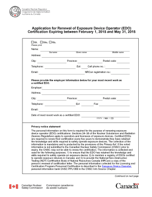 Fillable Online cnsc-ccsn gc Application Form for Exposure Device ...