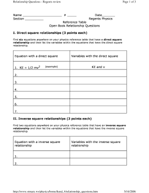 Fillable Online Regents Physics Reference Table Open Book Relationshi ...