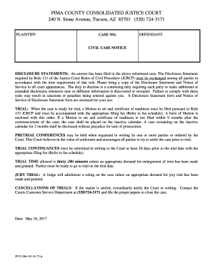 Fillable Online FAQ's - Pima County Justice Court Fax Email Print ...