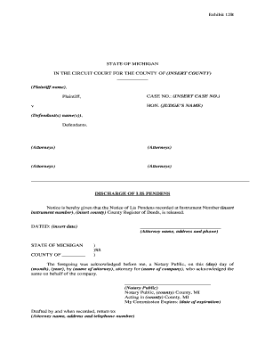 Fillable Online Discharge of Lis Pendens - Hilger Hammond Fax Email ...