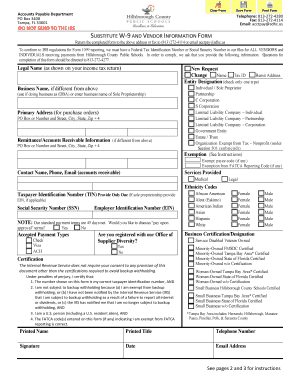 Fillable Online Substitute W-9 form - Hillsborough County Schools Fax Email Print - pdfFiller