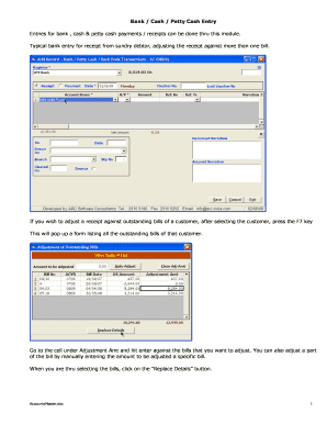 Fillable Online Bank / Cash / Petty Cash Entry Fax Email Print - pdfFiller