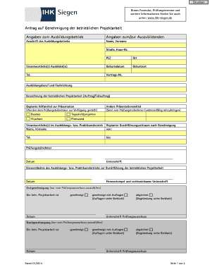 Ausfüllbar Online ihk-siegen Antrag auf Genehmigung der betrieblichen - IHK Siegen Fax Email ...