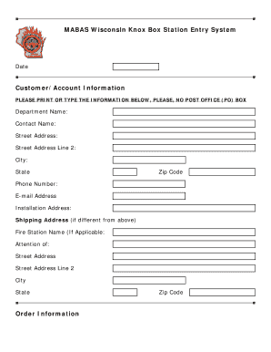 Fillable Online mabaswisconsin Knox Box Order bFormb Printable - MABAS ...