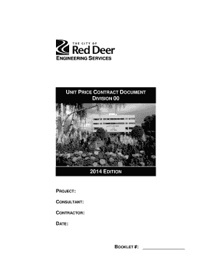 Fillable Online reddeer Unit Price Contract 2014 Unit Price Contract ...