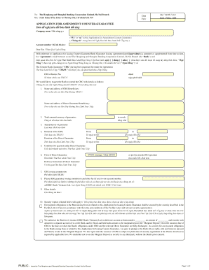 Fillable Online APPLICATION FOR AMENDMENT COUNTER - HSBC Fax Email ...