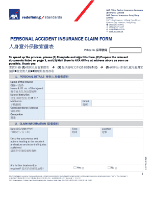 Fillable Online PERSONAL ACCIDENT INSURANCE CLAIM FORM ???? ... - Axa ...
