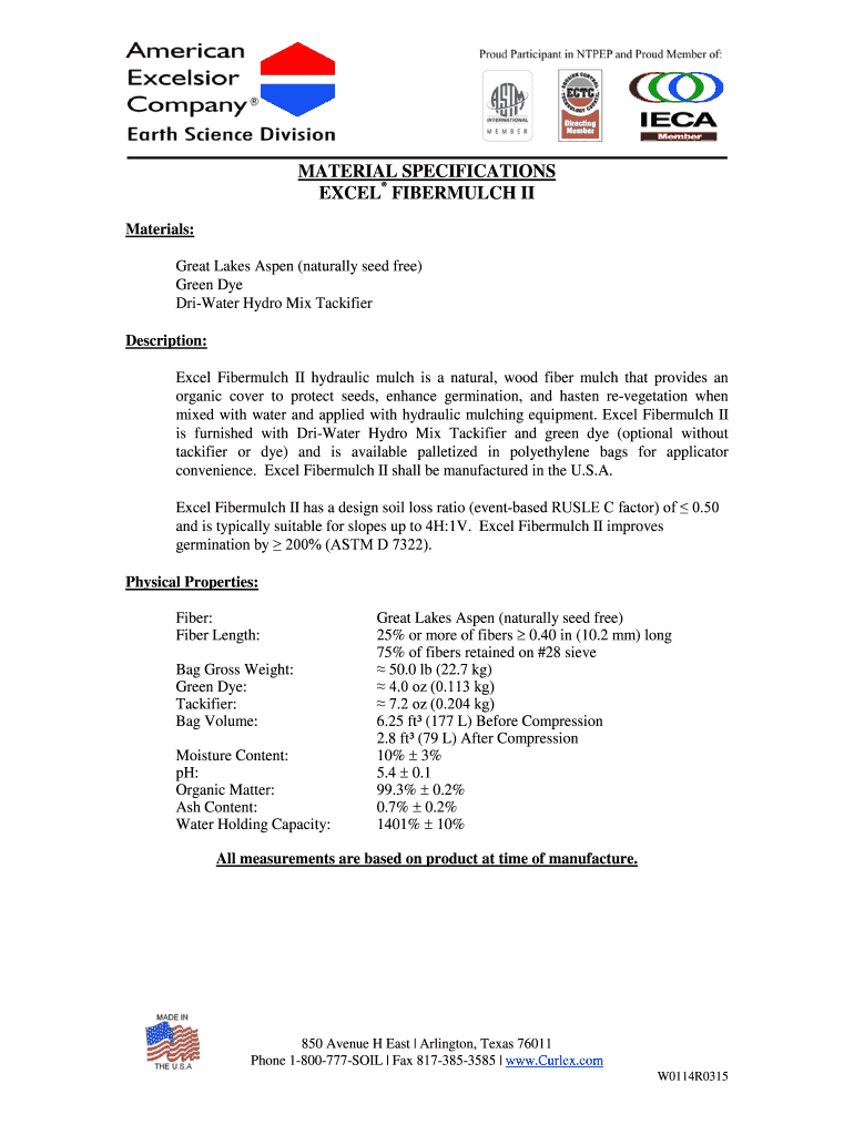 Fillable Online EXCEL FIBERMULCH II Fax Email Print - pdfFiller