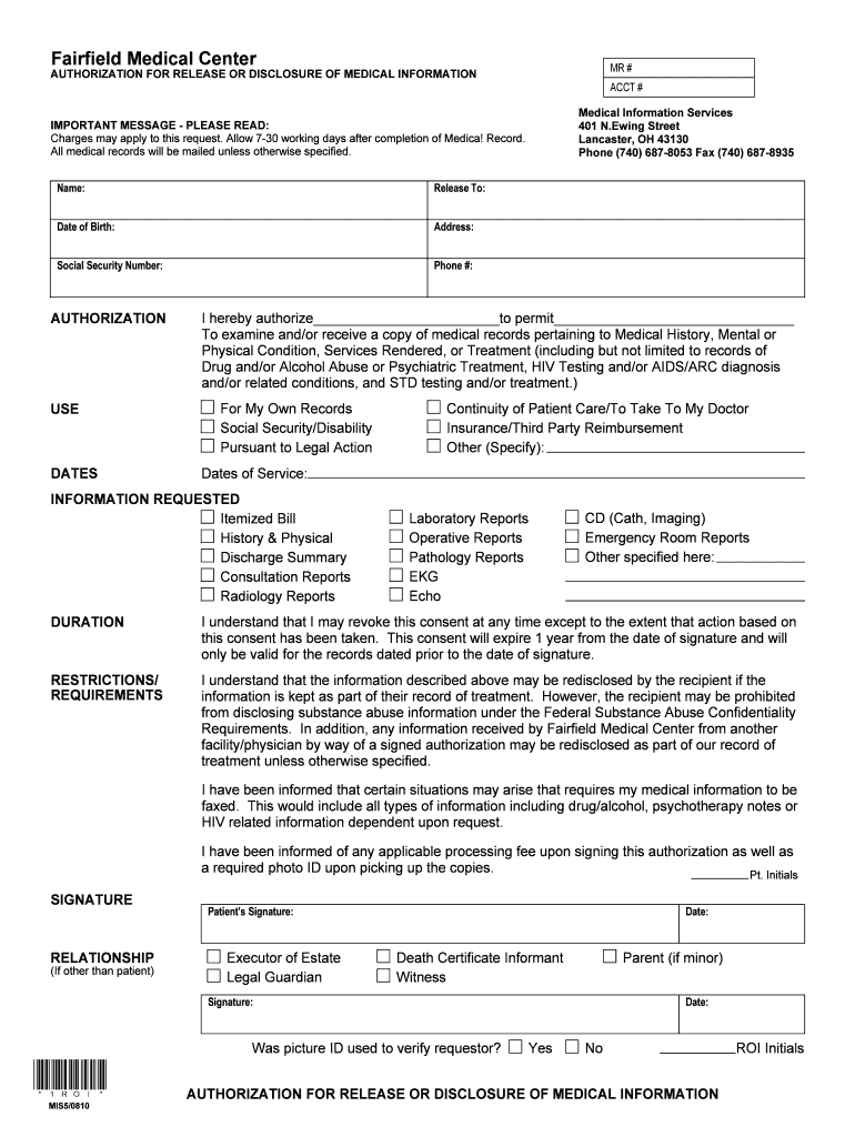 Fillable Online fmchealth Authorization for Medical Information Form ...