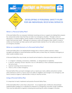 Fillable Online DEVELOPING A PERSONAL SAFETY PLAN Fax Email Print ...