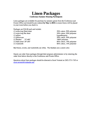 Fillable Online Linen Packages Fax Email Print - pdfFiller