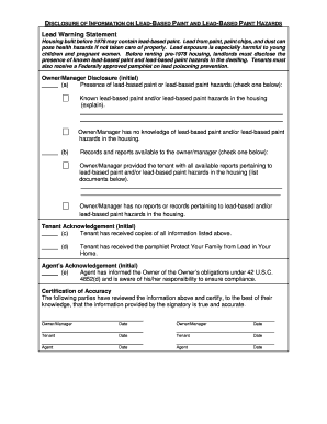 Fillable Online DISCLOSURE OF INFORMATION ON LEAD-BASED PAINT AND LEAD ...
