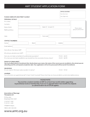 Fillable Online AMT Student Application Form Fax Email Print - pdfFiller