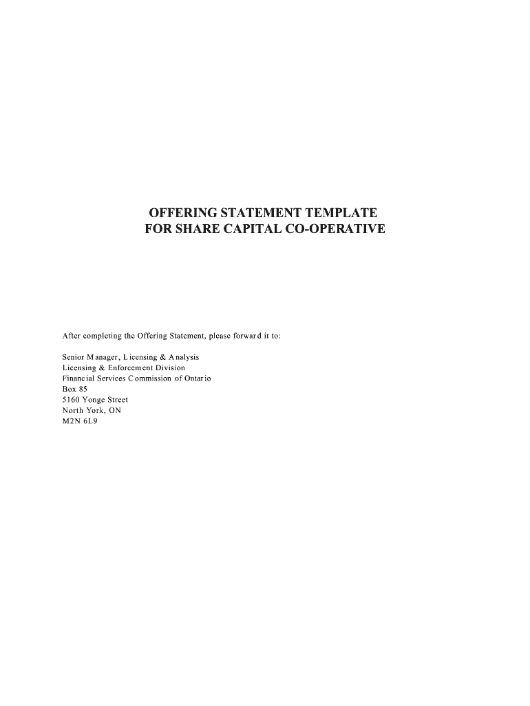 Fillable Online OFFERING STATEMENT TEMPLATE Fax Email Print - pdfFiller