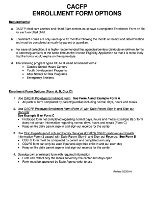 Fillable Online CACFP ENROLLMENT FORM OPTIONS - Academyofyoungminds ...