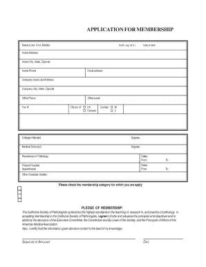 Fillable Online calpath APPLICATION FOR MEMBERSHIP Name (Last, First ...