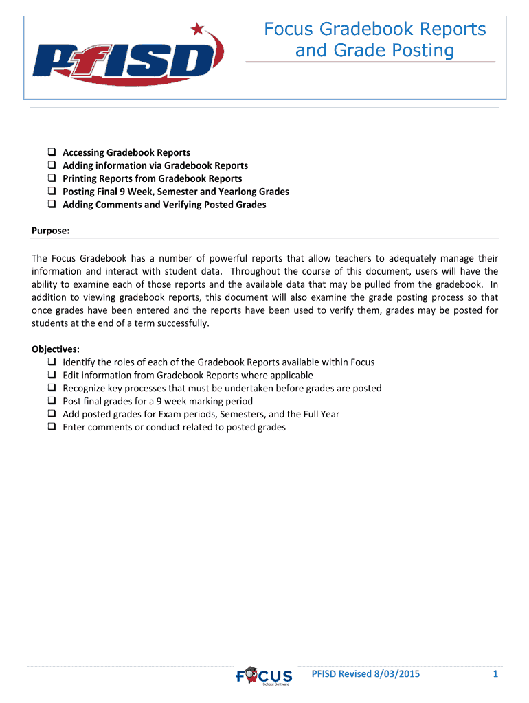 Fillable Online Focus Gradebook Reports Fax Email Print - pdfFiller