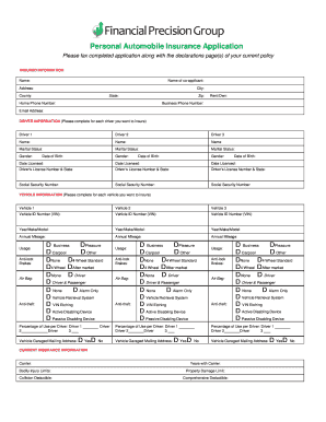 Fillable Online Personal Auto Application Fax Email Print - pdfFiller