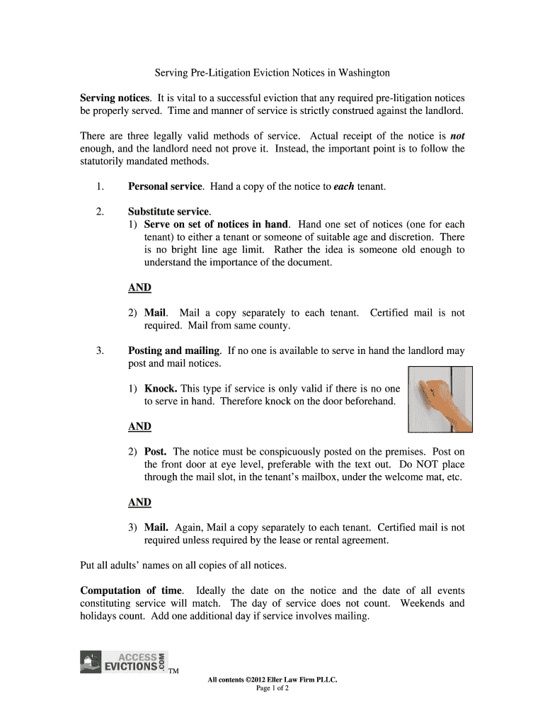 Fillable Online Serving Pre-Litigation Eviction Notices in Washington ...