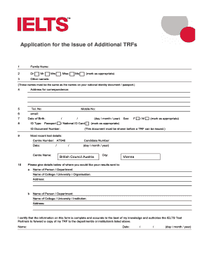 Fillable Online britishcouncil Application for the issue of additional ...