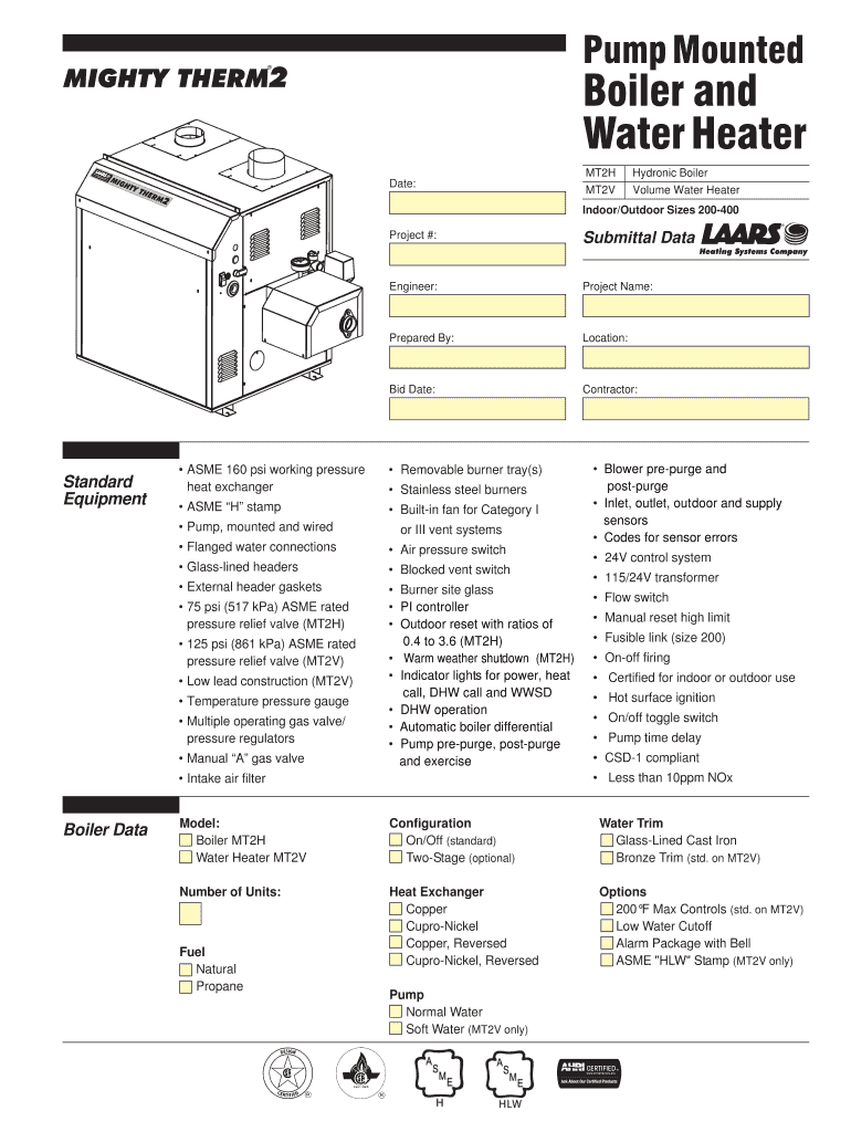 Fillable Online Pump Mounted MIGHTY THERM2 Boiler and Water Heater Date ...