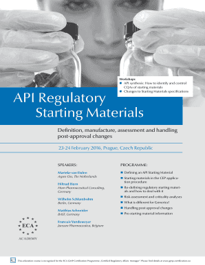 Fillable Online API Regulatory Starting Materials During this course ...