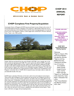 Fillable Online CHOP Completes First Property Acquisition Fax Email ...