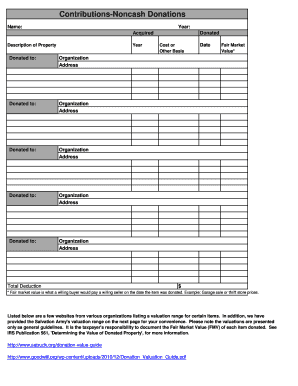 Fillable Online Non-cash donation valuation form Fax Email Print ...