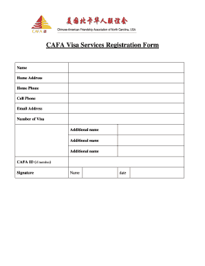 Fillable Online cafanc CAFA Visa Services Registration Form Fax Email ...