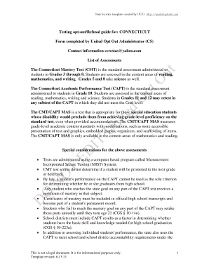 Fillable Online Testing opt-outRefusal guide for CONNECTICUT Form ...
