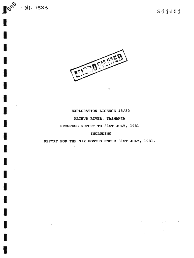 Fillable Online mrt tas gov EXPLORATION LICENCE 18/80 - mrt tas gov Fax ...
