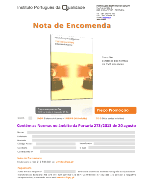 Fillable Online Nota de Encomenda - IPQ Fax Email Print - pdfFiller