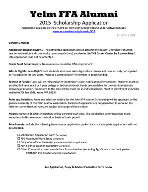 Fillable Online ycs wednet Click here for the PDF fillable Yelm FFA ...