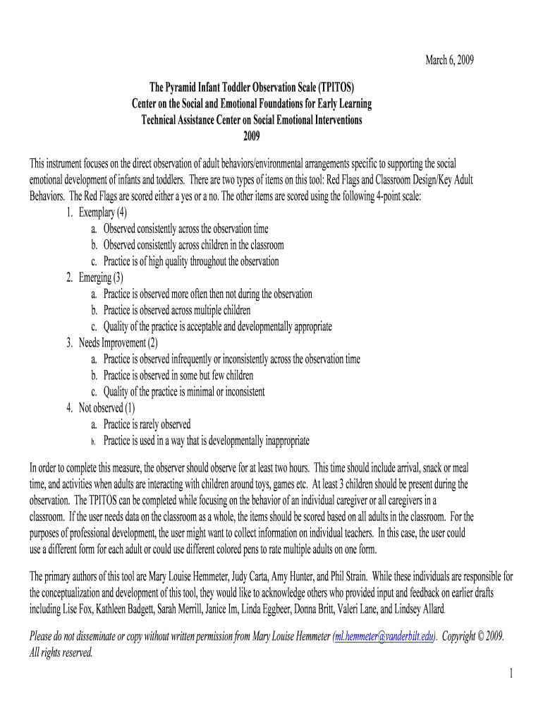 Fillable Online pbisnetwork Pyramid Infant Toddler Observation Scale ...