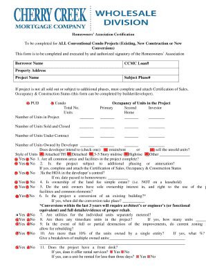 Fillable Online Homeowners Association Certification To be completed ...