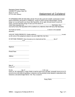 Fillable Online Assignment of Collateral - Surety 3 Fax Email Print ...